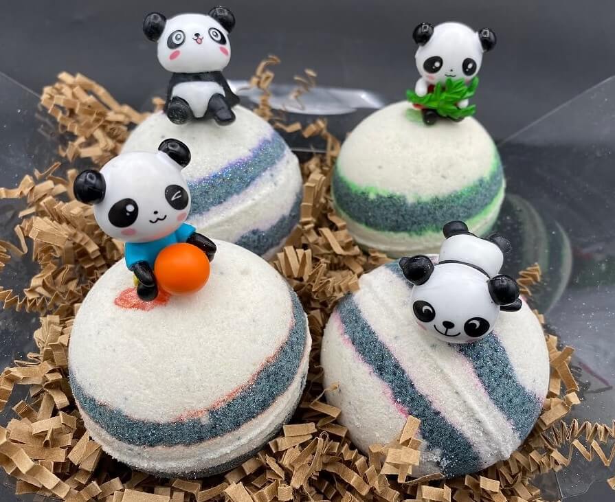 Panda Kids Bath Bomb Gift Box with Toys Inside - 4 ct