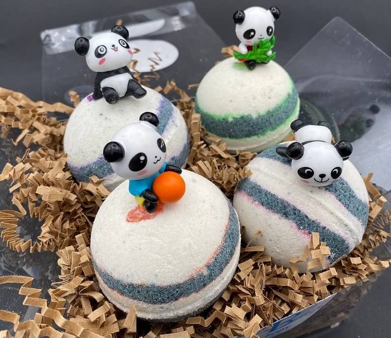 Panda Kids Bath Bomb Gift Box with Toys Inside - 4 ct