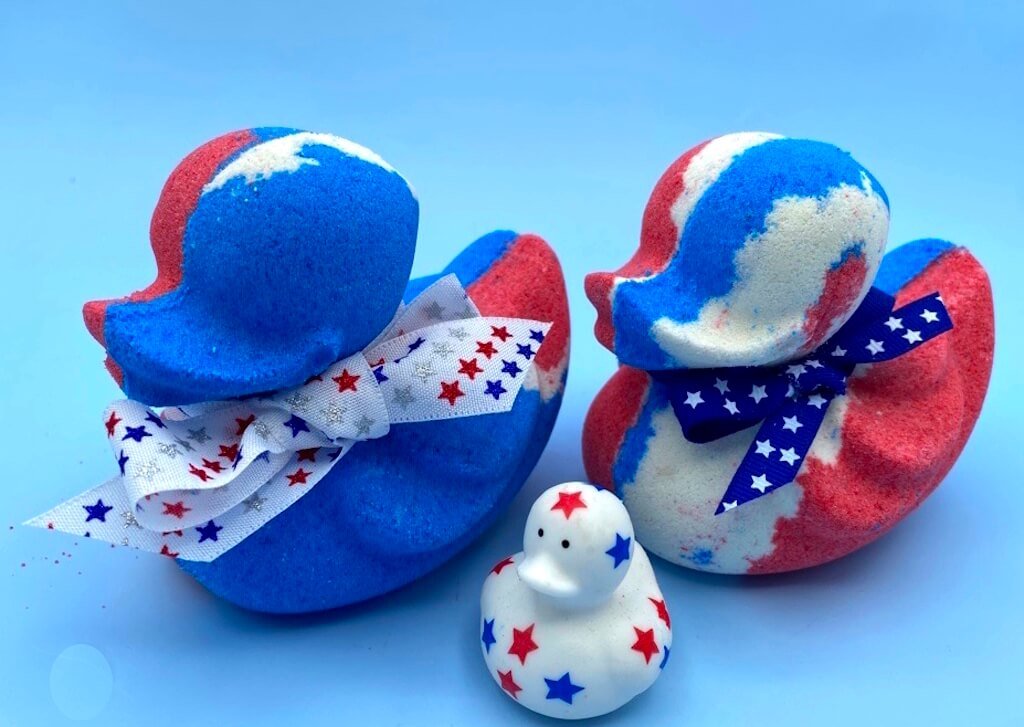 Patriotic Duck Bath Bomb with Toy Duck Inside