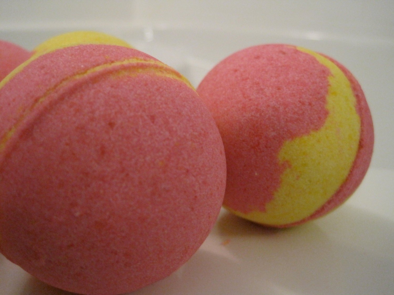 Raspberry Lemonade Bath Bombs with Handmade Soap Inside- 2 ct