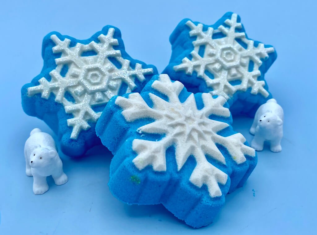 Snowflake Kids Bath Bomb with Polar Bear Figure Inside